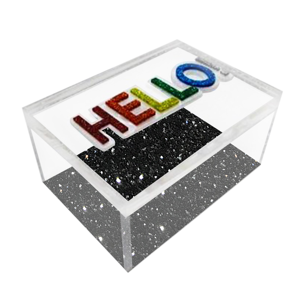 hello box Black Glitter – love lucite