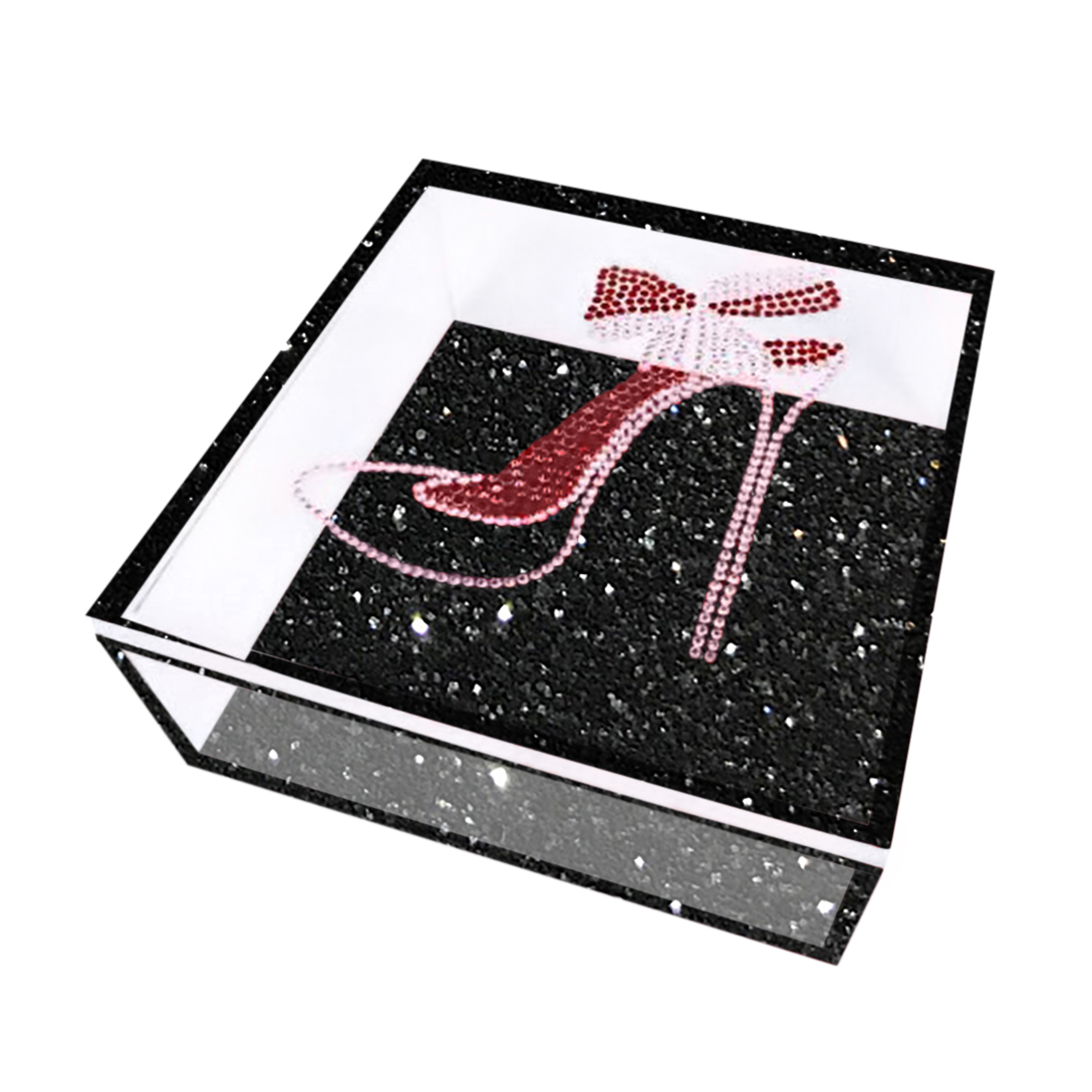 high heel swarovski box Black Glitter – love lucite