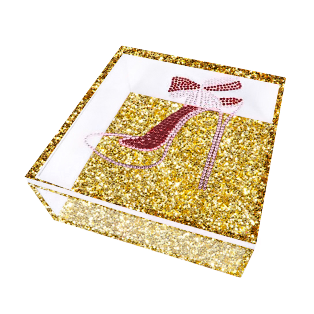 high heel swarovski box Gold Glitter – love lucite