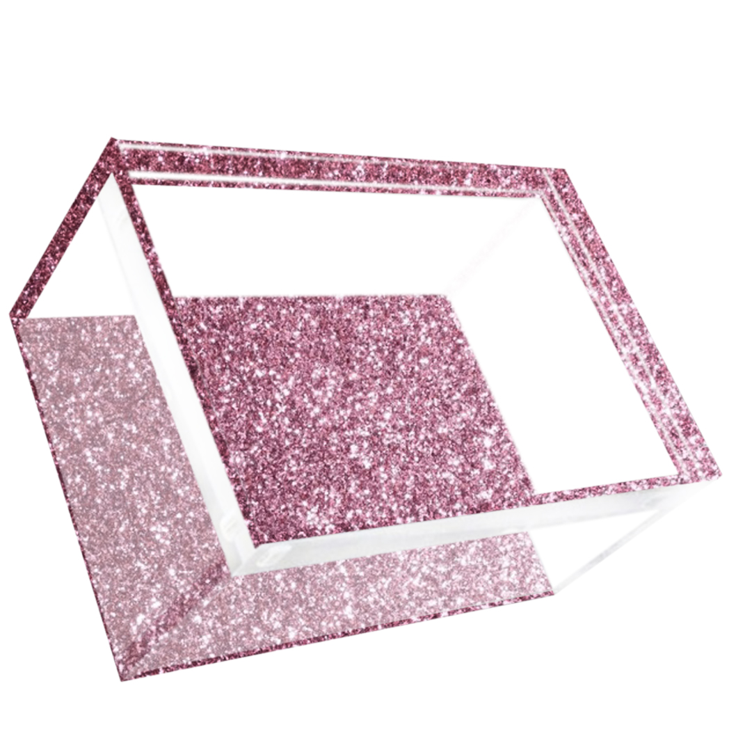large picture box Pink Glitter – love lucite